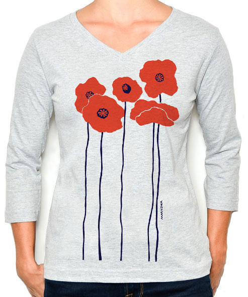 3/4 Sleeve Tee Poppies – Marushka