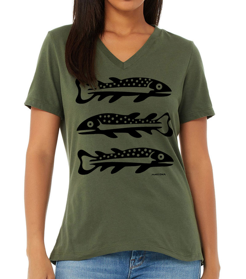 Relaxed V Neck 3 Fish – Marushka