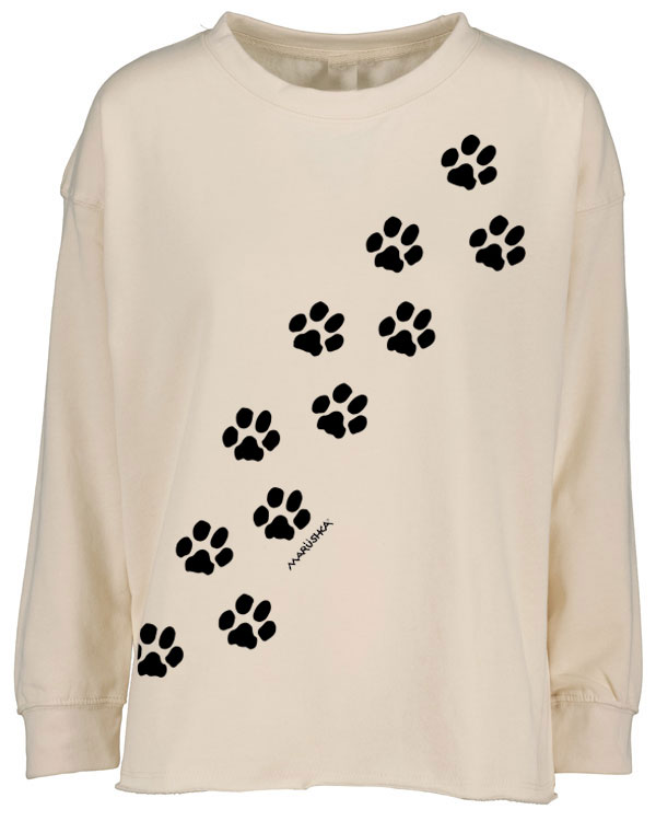 Drop Shoulder Crew Paw Prints – Marushka